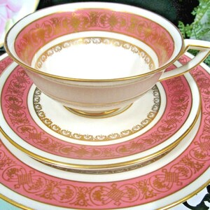 Bavaria Germany Tea Cup and Saucer Pink Gold Gilt Bands Teacup German 1950s - Etsy