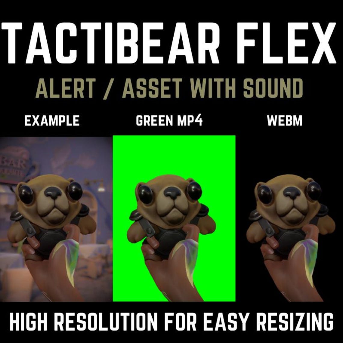Tactibear Flex Animated Alert | Valorant Stream Overlay | Green Screen ...