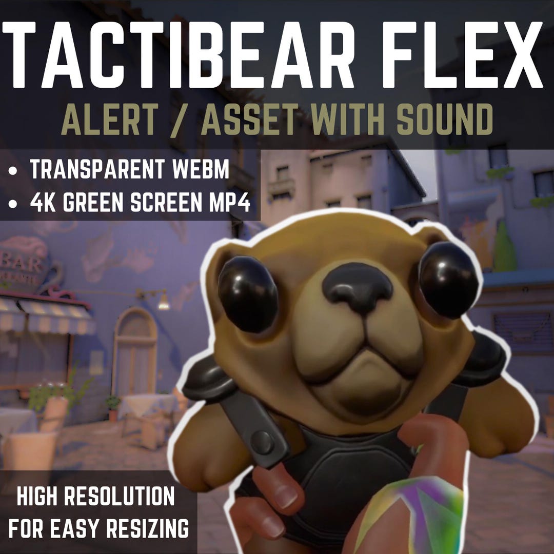 Tactibear Flex Animated Alert | Valorant Stream Overlay | Green Screen ...