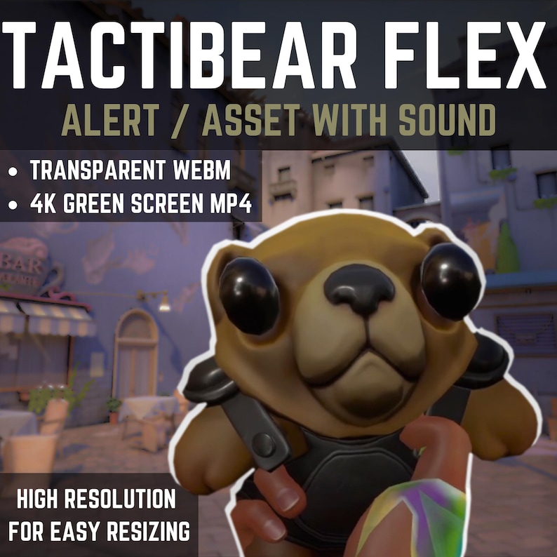 Tactibear Flex Animated Alert | Valorant Stream Overlay | Green Screen ...