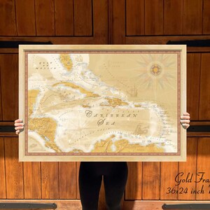 Caribbean Islands Map With Detailed Oceanography, Florida Keys ...