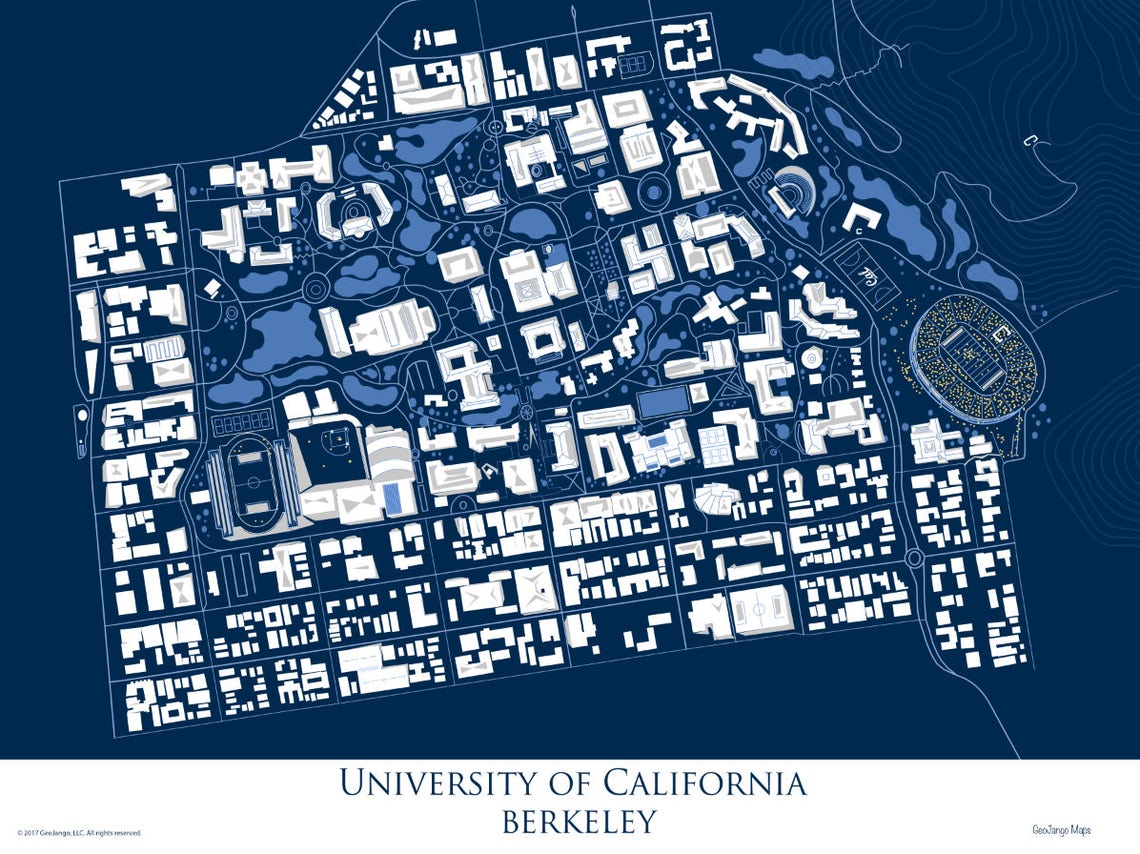 UC Berkeley Map Cal Alumni Uc College Map Cal UC - Etsy