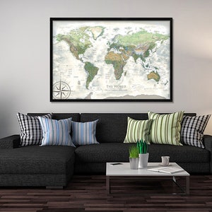 Nautilus World Map Push Pin World Map Wall Art With USA - Etsy
