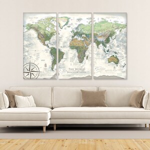 Giant World Map Canvas Wrap Push Pin Ready, Custom Personalized ...