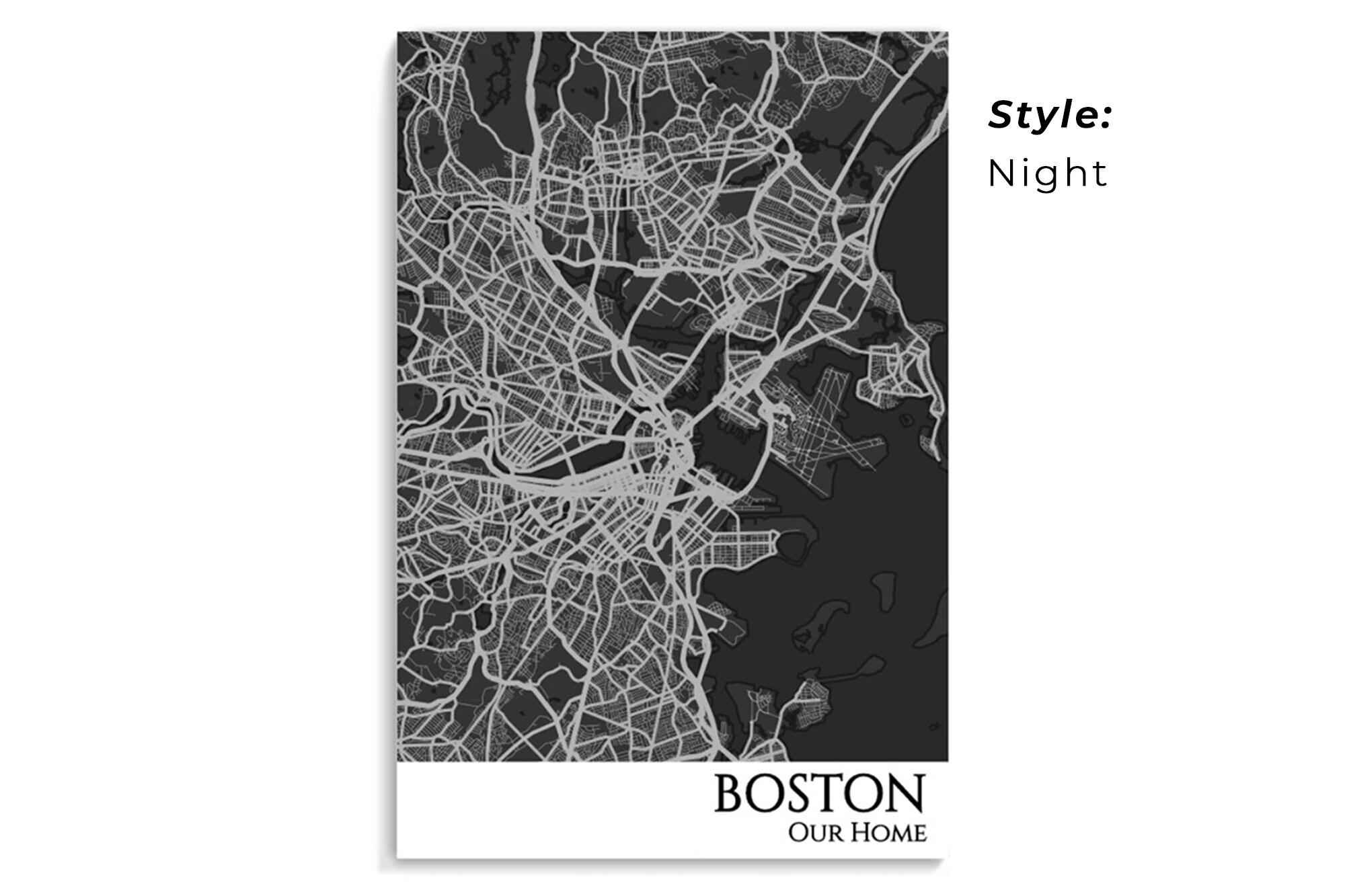 Boston Map Poster Boston Massachusetts Boston City Map | Etsy