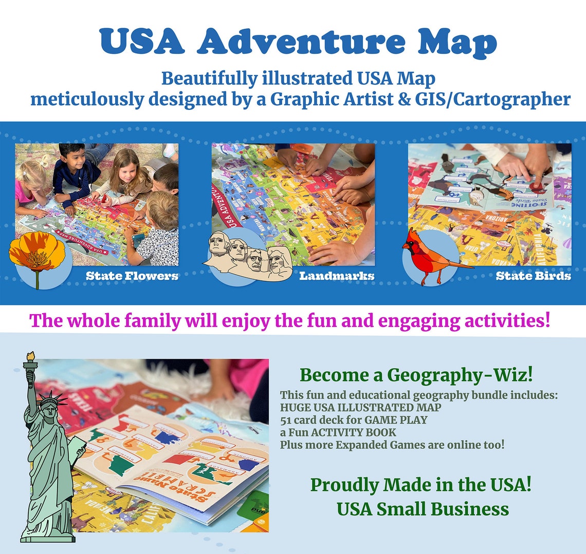 Labeled usa map for kids