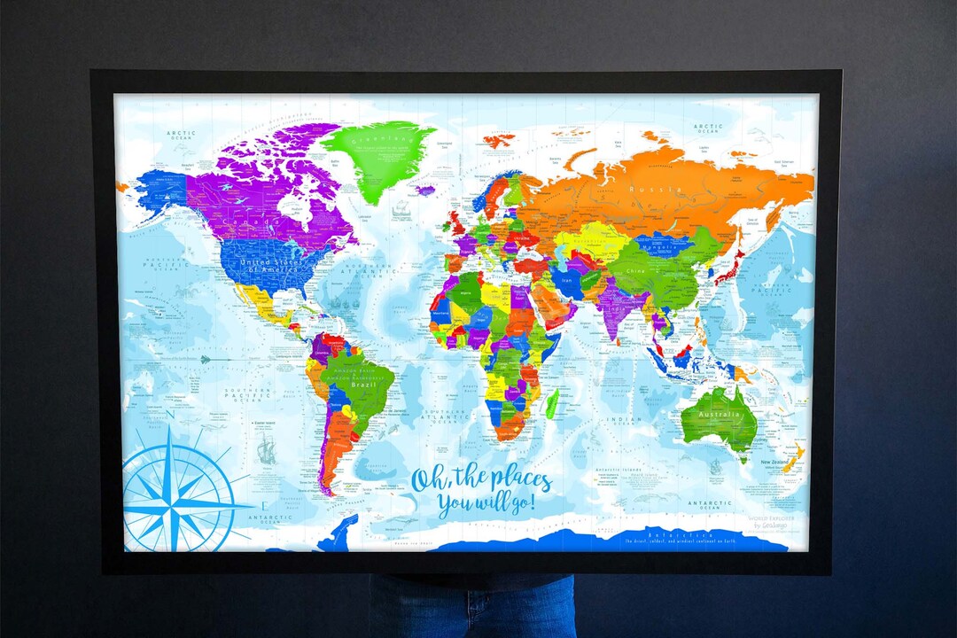 World Map Wall Art Colorful Children's World Map, Best Educational Map ...