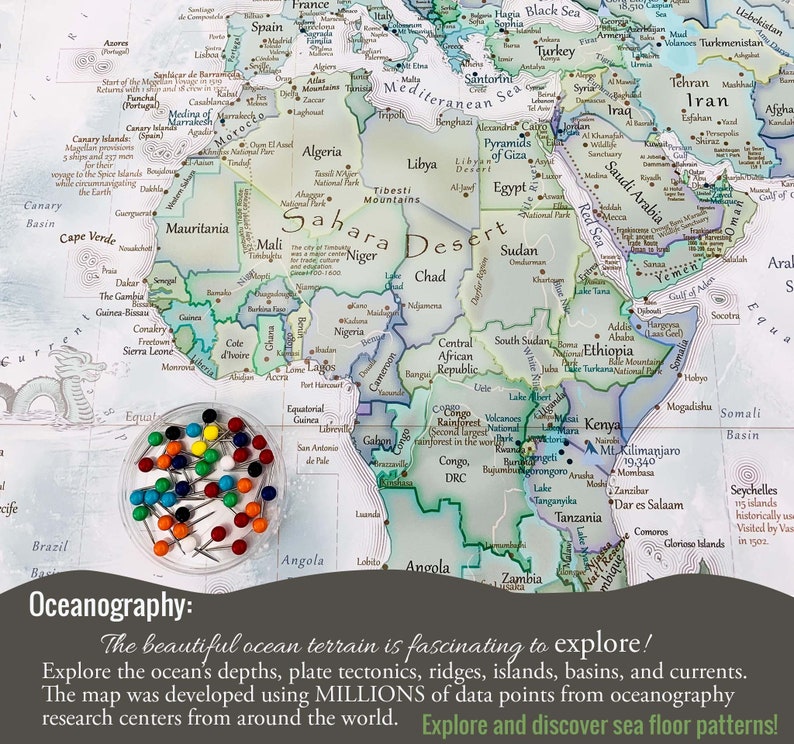 Classic World Map Wall Art Old World Design With Modern - Etsy