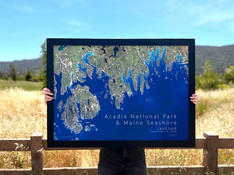 Acadia National Park Map, Satellite Wall Art, View From Space, Custom ...