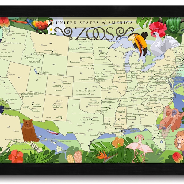 Zoo Map of the Us - Etsy