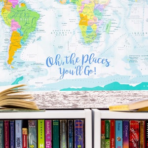 Kids World Map, Oh the Places You'll Go Map, Personalized Custom Name ...