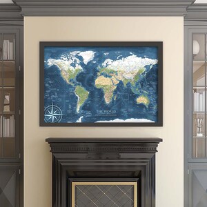 Executive World Map for Business Travelers Home Office Decor - Etsy
