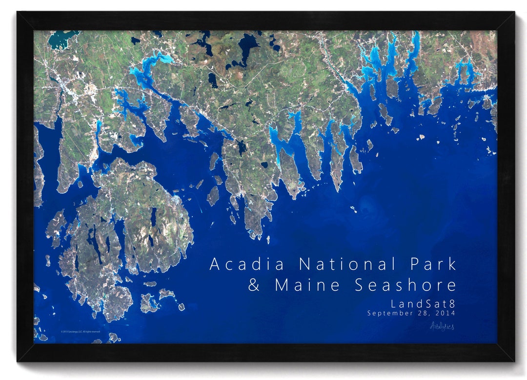 Acadia National Park Map, Satellite Wall Art, View From Space, Custom ...