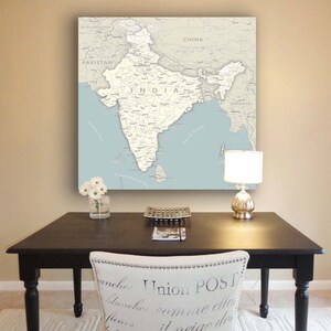 Beautiful Map of India Framed Wall Art or Print, Detailed Cities With ...