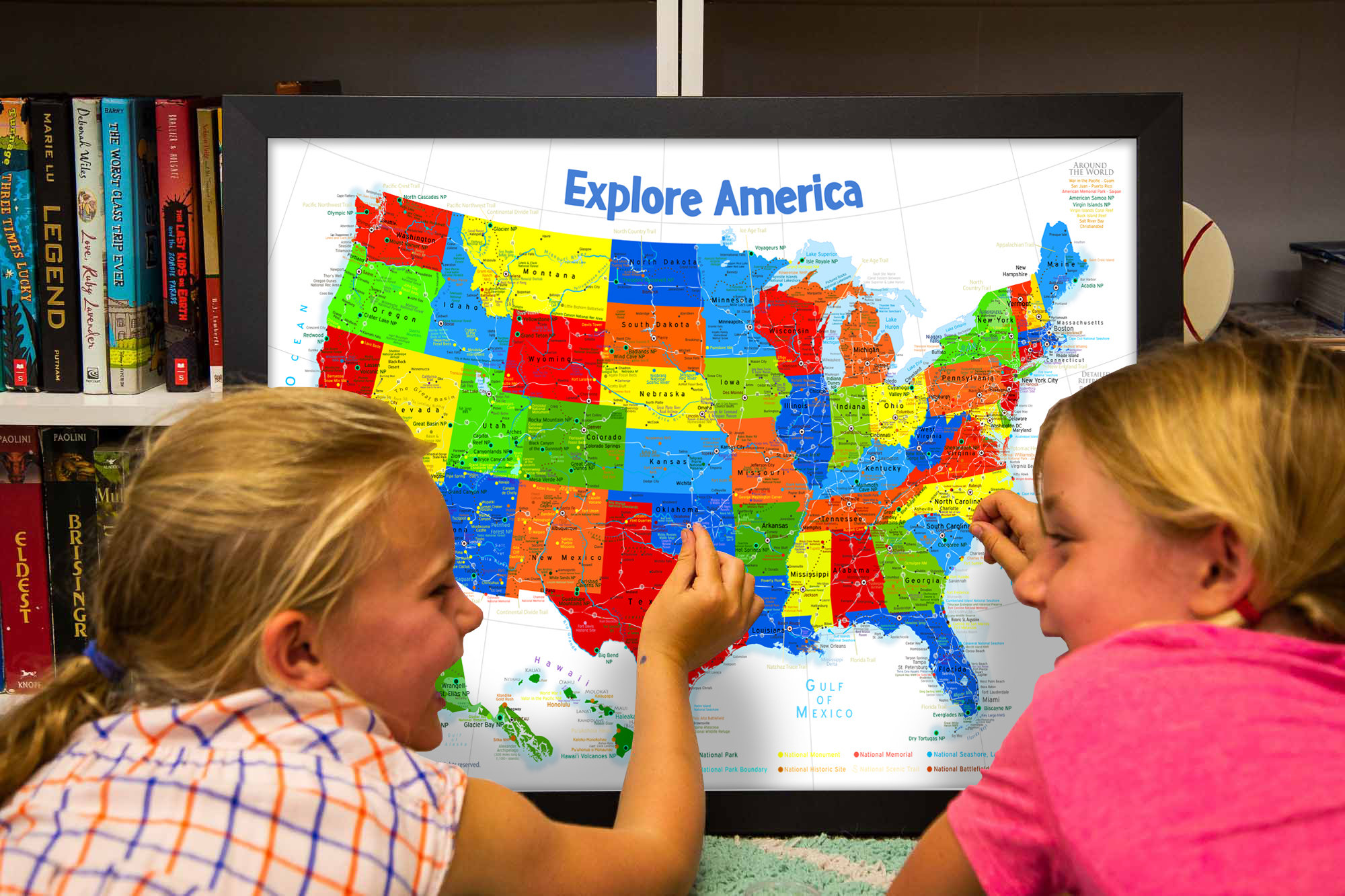 Kids USA Travel Sticker Map Checklist, Primary Color Edition, Learn ...