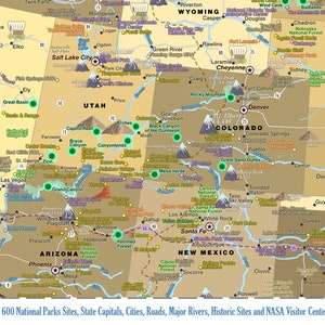 RV Travel Map National Park Wall Art, Explore America Adventures Map by ...