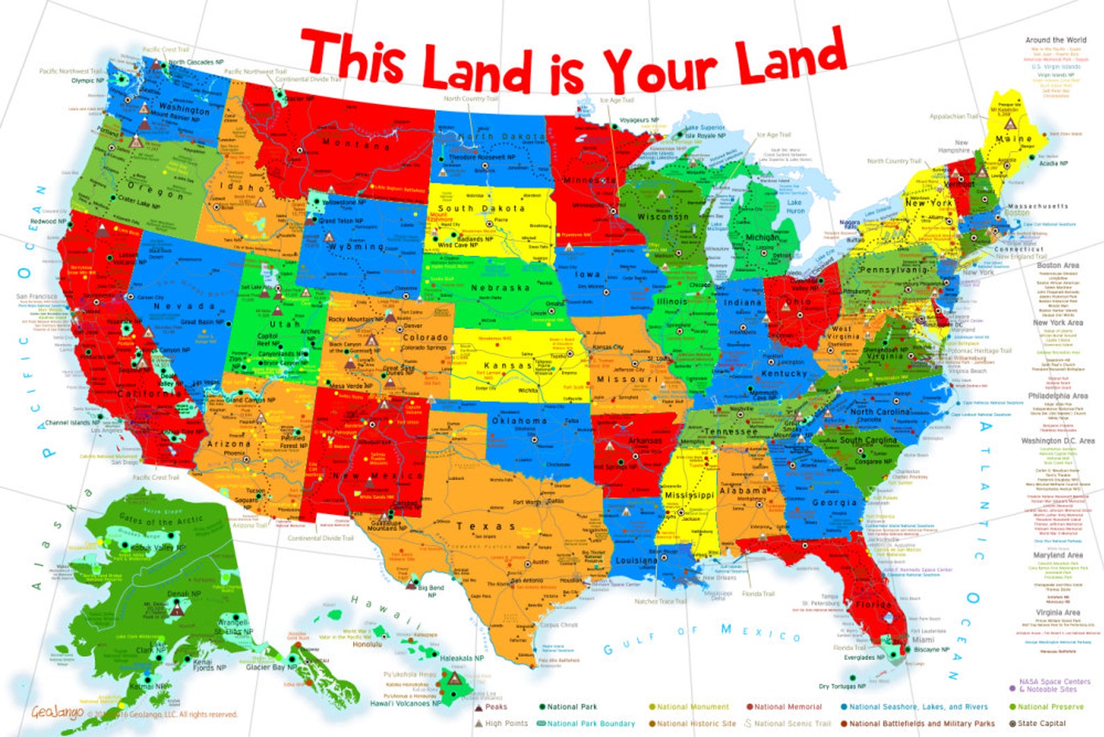 labeled usa map for kids