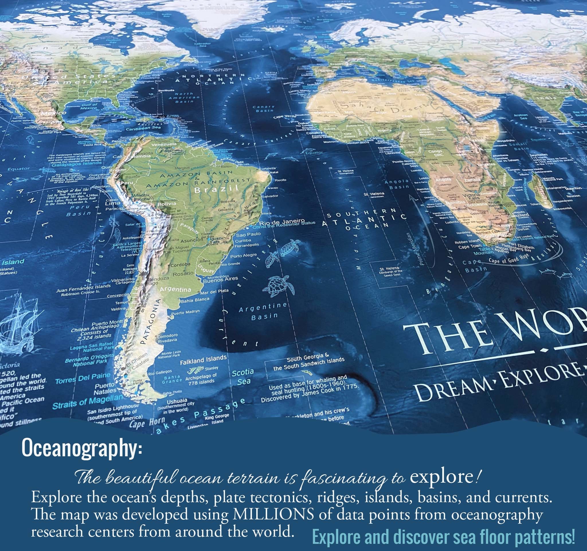 Giant World Map Wallpaper, Earth Wall Decal, Removable Sticker ...