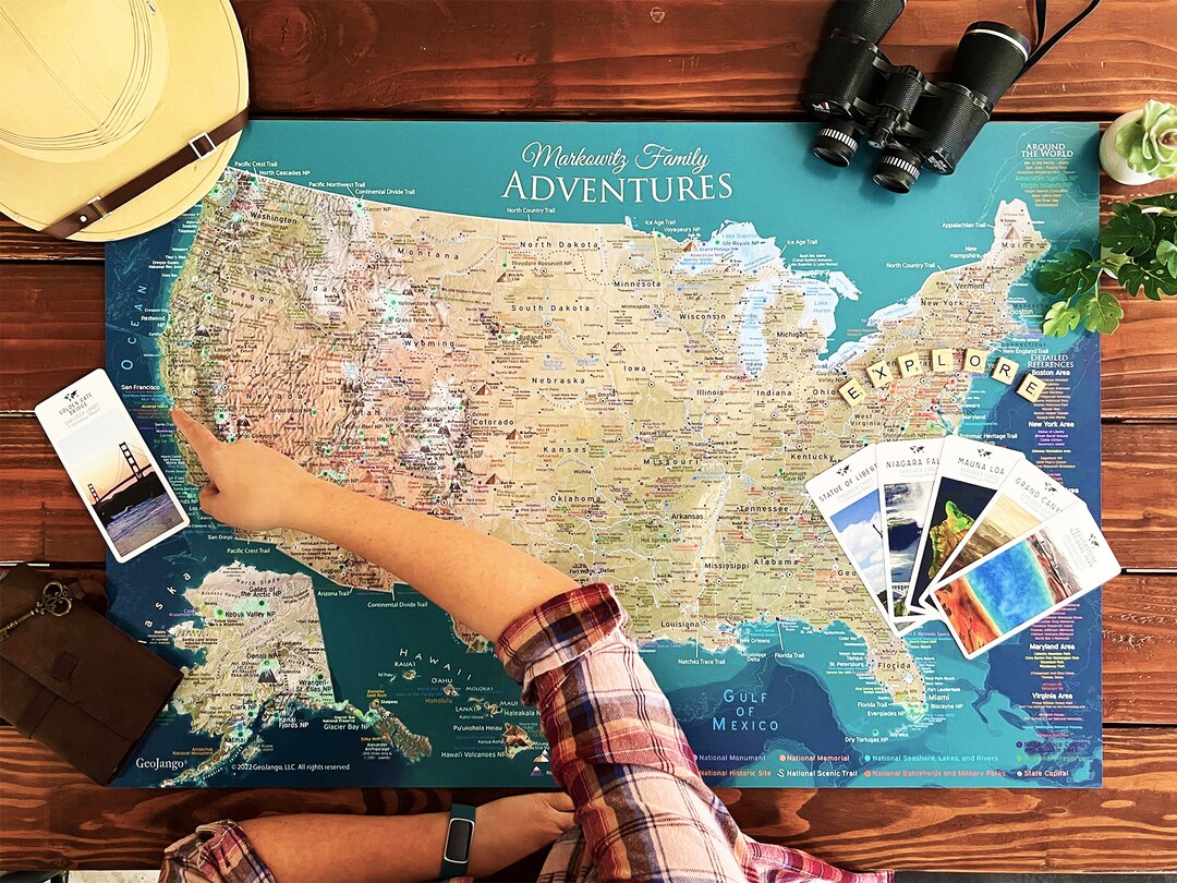 National Park Map, Push Pin Map, Topographical Map, Highly Detailed Map ...