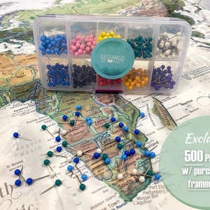 Nautilus World Map Push Pin World Map Wall Art With USA - Etsy