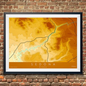Sedona Map Art | Sedona Topo Map | Arizona Map | Topo Map | Contour Map ...