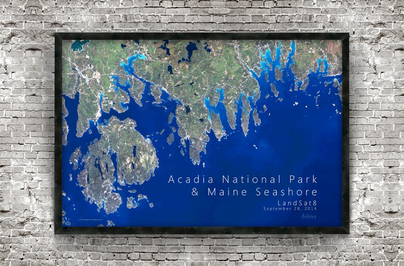 Acadia National Park Map, Satellite Wall Art, View From Space, Custom ...