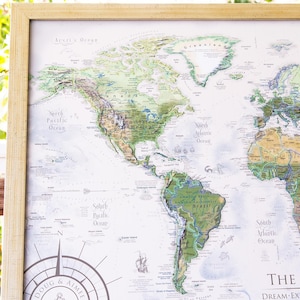 Nautilus World Map Push Pin, World Map Wall Art With USA National Parks ...