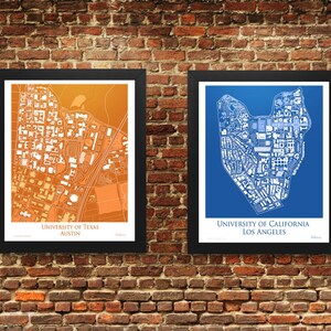 University of Texas Austin Campus Map, Austin City Wall Art, UTA ...