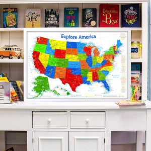 Adventure Map for Kids Wall Art Game, Mark Travels to National Parks ...