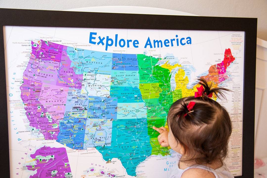 USA Map for Kids | Bright Colorful Map - Personalized Gift | Kids Map ...