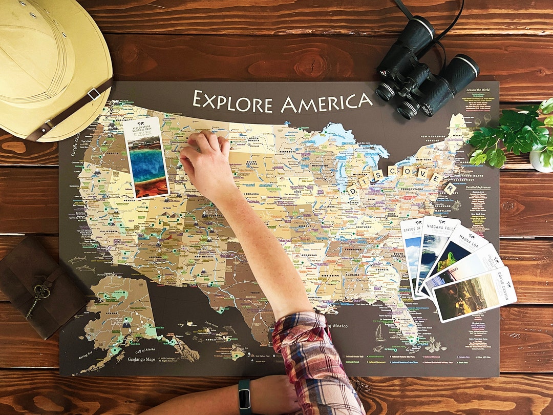 RV Travel Map National Park Map Wall Art Explore America Map - Etsy