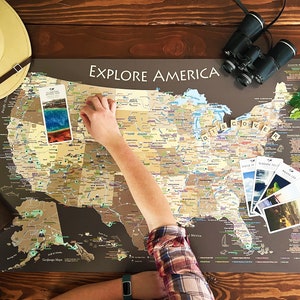 RV Travel Map National Park Wall Art, Explore America Adventures Map by ...