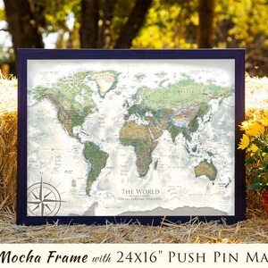 Nautilus World Map Push Pin World Map Wall Art With USA - Etsy
