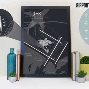 New York City Airport Map Poster - JFK - John F. Kennedy Airport - Map ...