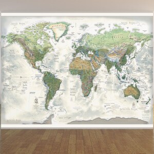 Wall Decal - World Map - Nautilus - Wall Sticker Room Decor Map Decor ...