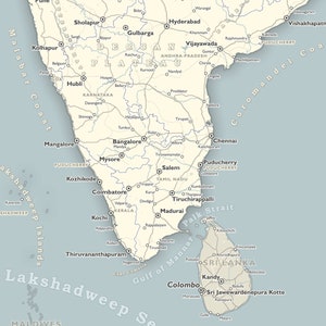 Beautiful Map of India Framed Wall Art or Print, Detailed Cities With ...