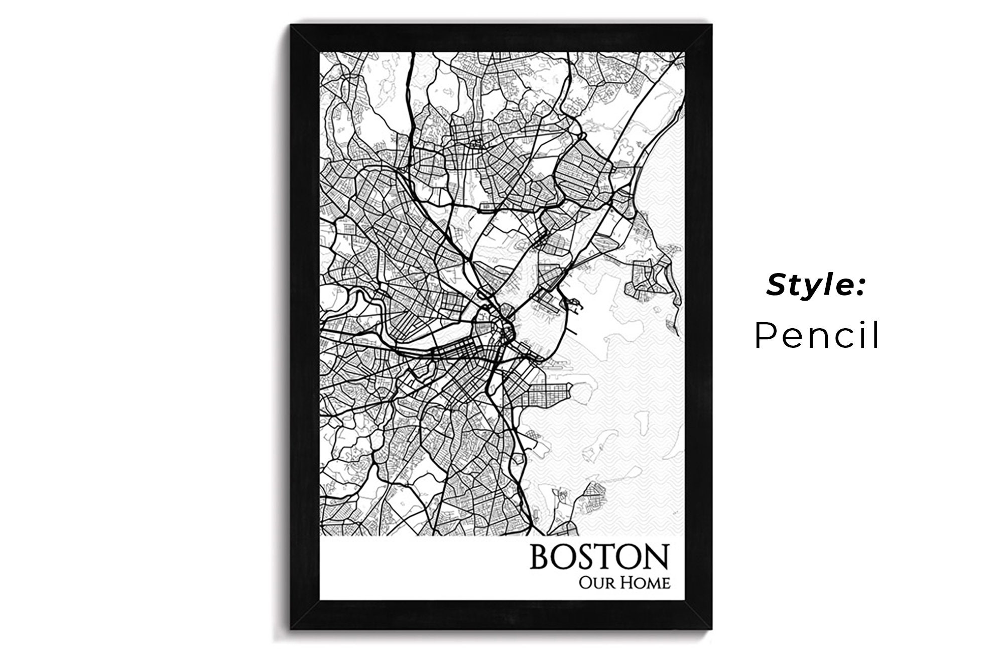 Boston Massachusetts City Map Framed Push Pin City Map Wall | Etsy