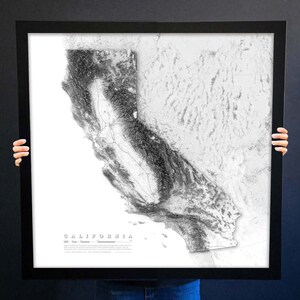 Shaded Relief Map of California State Topo Hydrology Roads Lakes Rivers ...