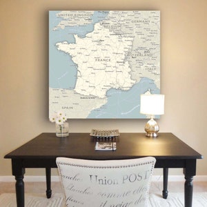Map of France Framed Wall Art or Print, Detailed Cities With Roads ...