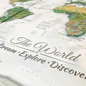 Giant World Map Canvas Wrap Push Pin Ready, Custom Personalized ...