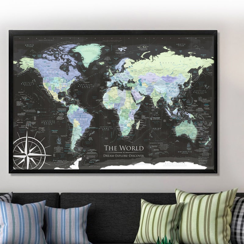 Push Pin World Map - Etsy