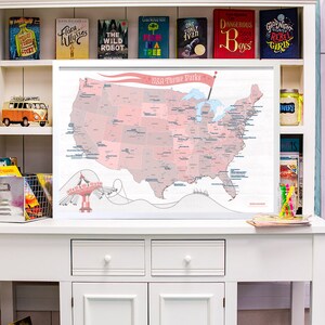 Theme Park Poster or Push Pin Map, Roller Coasters and Top Amusement ...