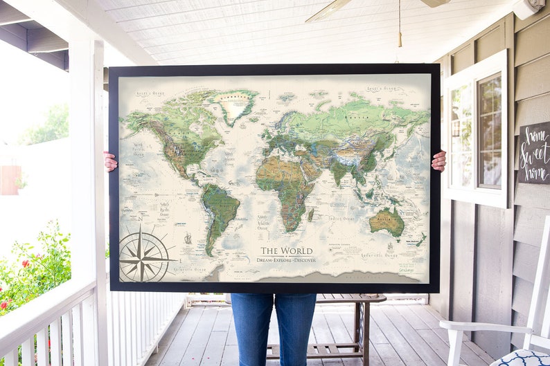 World Map Wall Art Push Pin Map Personalized Travel Map | Etsy