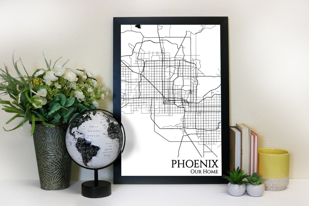 Phoenix Arizona City Map - Framed Push Pin City Map Wall Art - Etsy