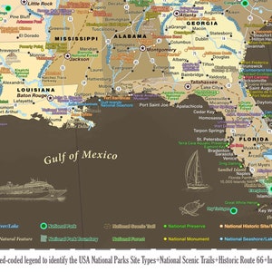 RV Travel Map National Park Wall Art, Explore America Adventures Map by ...