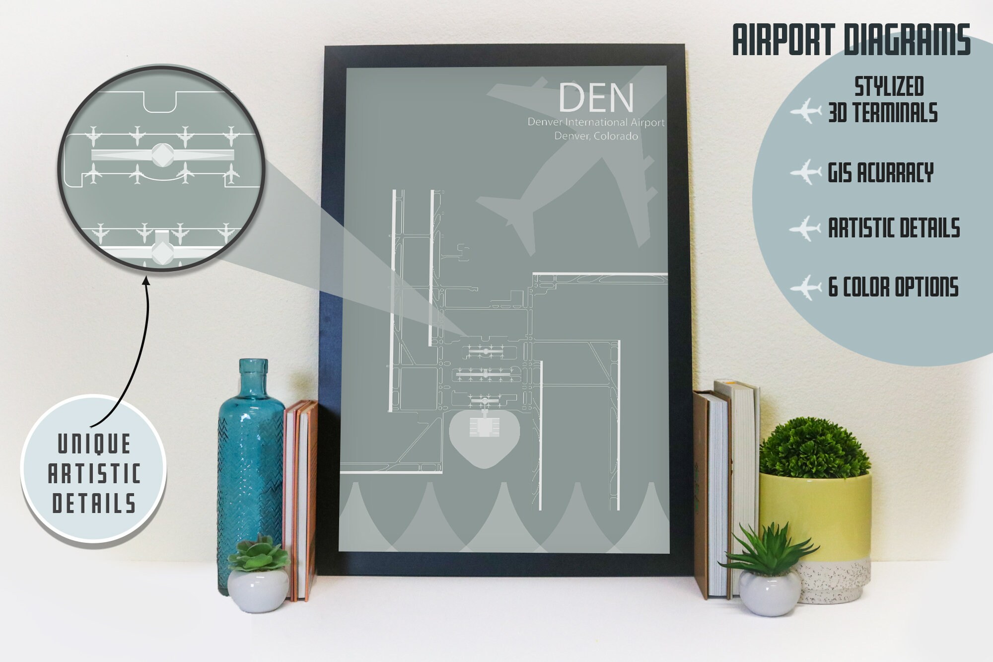 Denver Airport Map Poster DEN Denver International Airport | Etsy