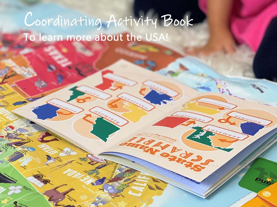 USA Kids Map and Adventure Game Bundle - A Colorful and Illustrated Map ...
