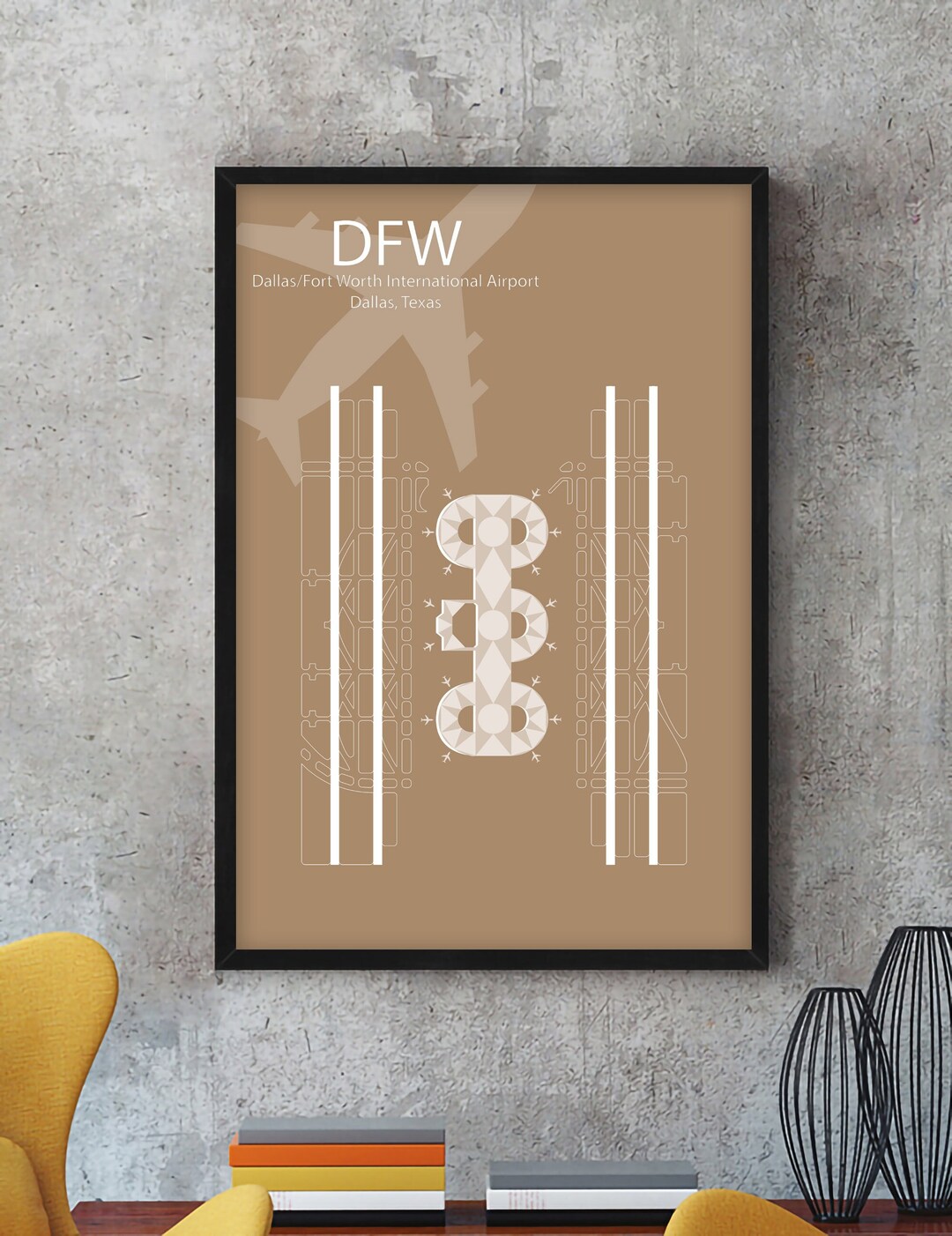 Dallas-fort Worth Airport Map Poster - DFW Map - Texas Airport - Map ...