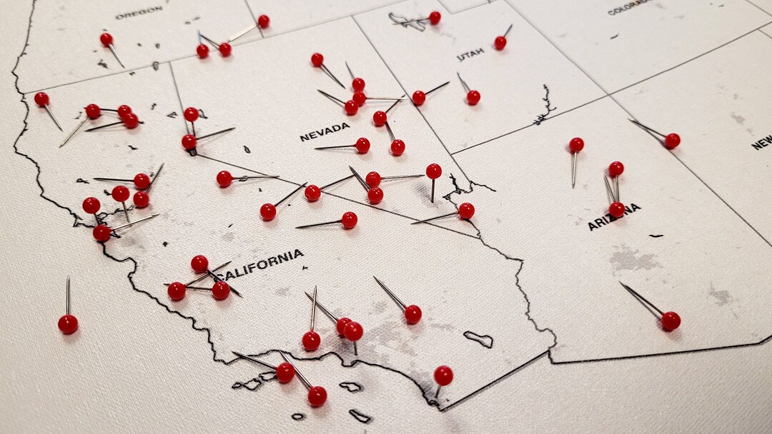 USA Push Pin Travel Map With Pins Labeled With States, Custom US ...