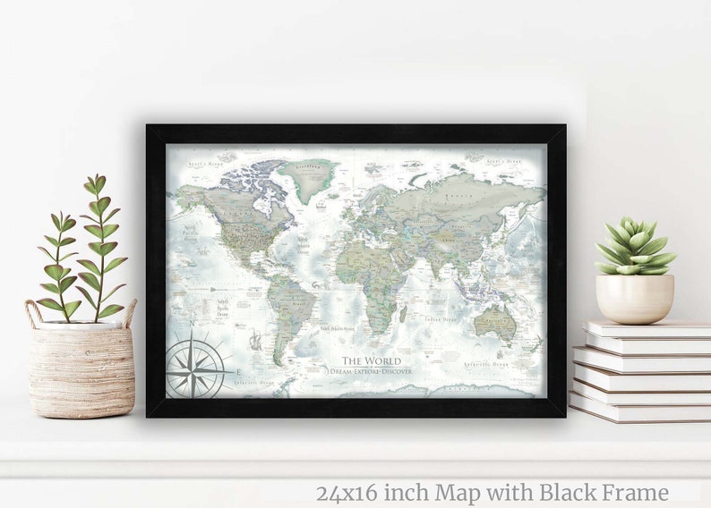 Classic World Map Wall Art Old World Design With Modern - Etsy